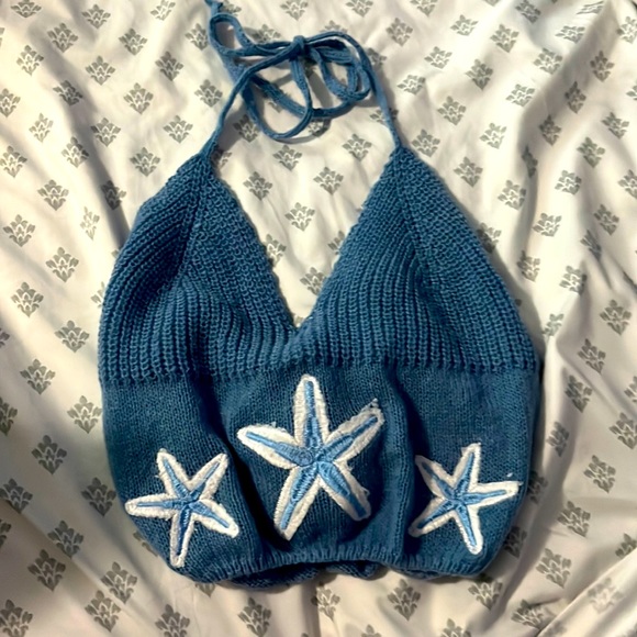 ROMWE | Tops | Blue Starfish Crop Top | Poshmark